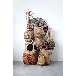 Creative Co-Op 14.25", 18" & 22" Handwoven Seagrass Handles & Tassels (Set of 3 Sizes) Baskets, Multicolor