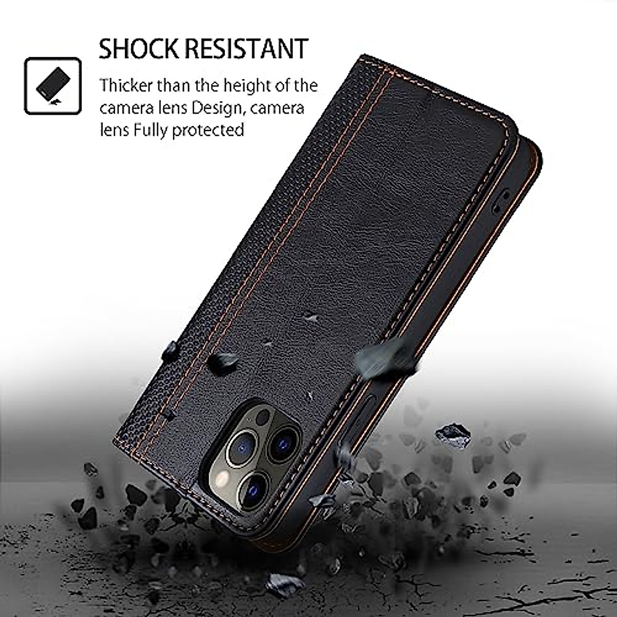 Arseaiy Case for Oppo Reno 6 Pro Plus 5G/Reno 6 Pro 5G（Snapdragon） Flip Phone Case Shockproof PU Leather Wallet Case Cover with Card Holder Kickstand Shell Black