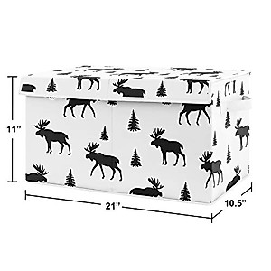 Sweet Jojo Designs Black and White Woodland Moose Boy Baby Nursery or Kids Room Small Fabric Toy Bin Storage Box Chest for Rustic Patch Collection
