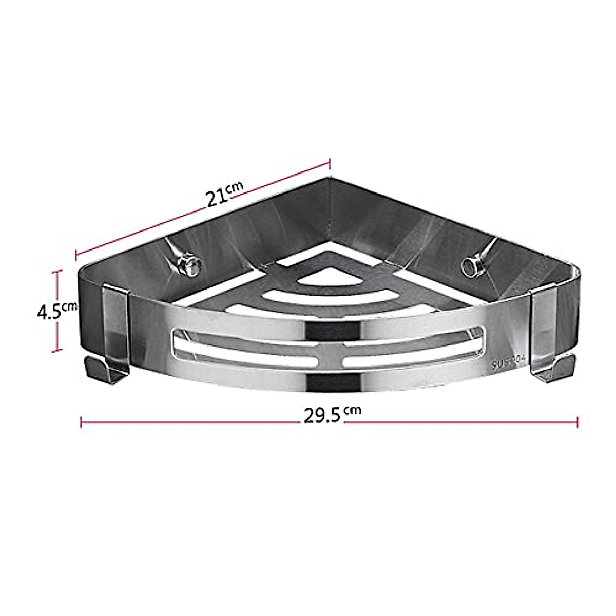 FVRTFT Bathroom Shelves Wall Mounted Shower Shelves Corner Shower Rack Stainless Steel with Hook No Drilling Self Adhesive for Kitchen Bathroom-Silver B_4th Floor