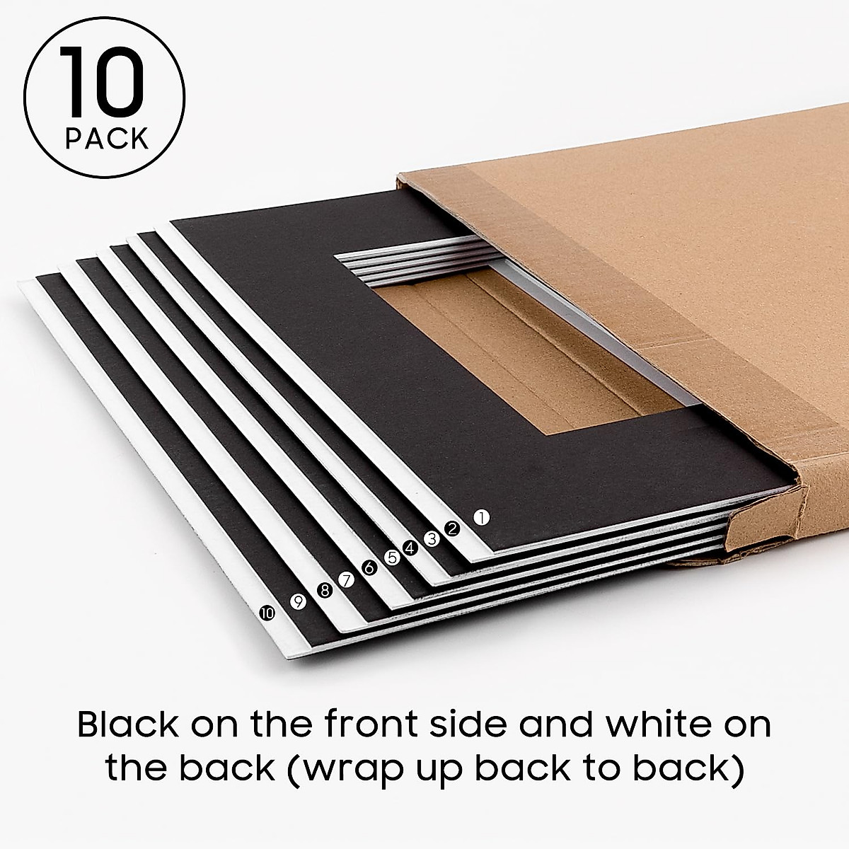 Golden State Art, Acid Free, Pack of 10 11x14 Black Picture Mats Mattes with White Core Bevel Cut for 8x10 Photo
