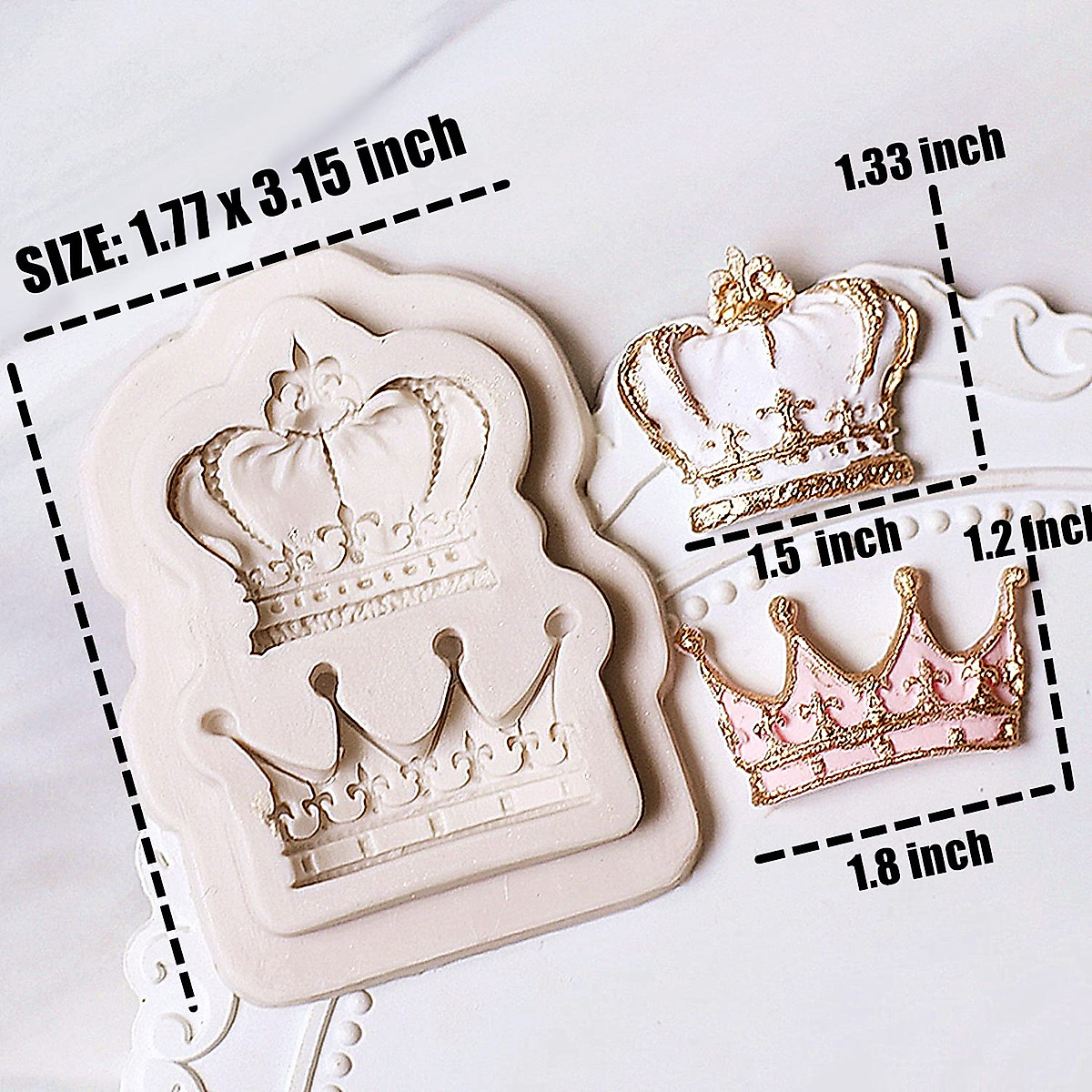 JeVenis Set of 3 Vintage Frame Cupcake Fondant Mold Baroque Style Fondant Silicone Mold for Sugarcraft Cupcake Topper Jewelry Polymer Clay Crafting Projects