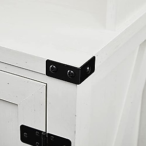 Home Source Bar Cabinet with Upper Glass Cabinet in White Finish