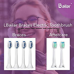 LBailar Braces Toothbrush Rechargeable with 4 Heads Bonus 2 AFTERCARE