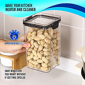 SPOTLESSLIFE Pantry Food Storage Container - 60oz - Tall Kitchen Canister with Airtight Lid, Clear Organizer for Dry Ingredients, Flour, Cereal – Large Sealed Container for Kitchen and Pantry