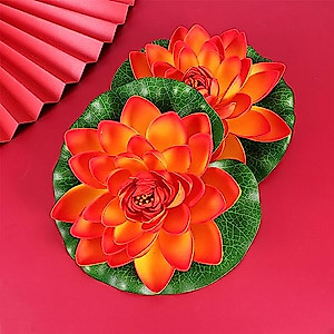 HOMSFOU Lotus Flower Artificial Floating s 6pcs Water Lily Pond Plants Decorations Realistic Water Lily Pads for Home Garden Pool Patio Aquarium Ornament Pool Lilly Pad