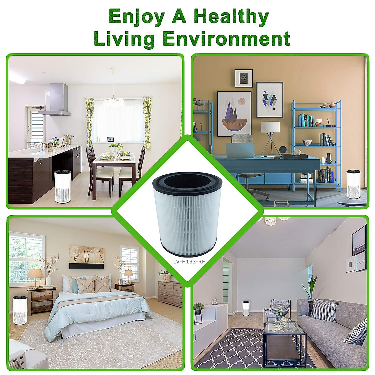 Flintar LV-H133 H13 True HEPA Replacement Filter, Compatible with LEVOIT LV-H133 MetaAir Tower Air Purifier, Made in TAIWAN, H13 Grade True HEPA, Part Number LV-H133-RF, 1-Pack