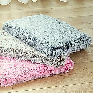 Pet Blanket Bed Pad Dog Blanket Mat Waterproof Washable Plush Square Dogs Cats Pets Warm Sleeping Bed Cover Mat for Dogs Cats - White + Grey M