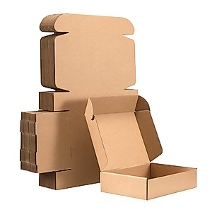 DUZCLI 12x9x3 Shipping Boxes - Set of 20, Medium Kraft Corrugated Cardboard Boxes for Small Business Supplies, Packing, Mailing and Gift Packaging