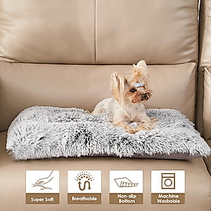 EHEYCIGA Fluffy Dog Crate Bed, Plush Faux Fur Pad, Calming Anti-Anxiety Small Dog Bed