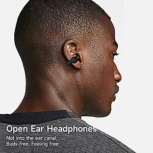 GANUO Open Ear Headphones,Wireless Bluetooth Earbuds,Sport Earbuds,Bluetooth 5.2 Clip-on Earphones,32 Hours Playtime with Case, Workout Headphones(Obsidian Black, LED Display)
