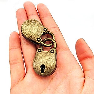 kathson Old Vintage Antique Style Mini Archaize Padlocks Key Lock with Key (Lot of 3,Antique,Love) (Antique Style)