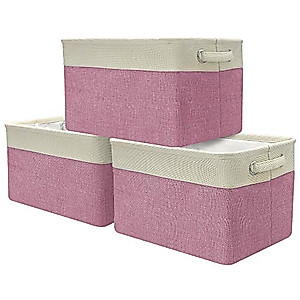 Sorbus Fabric Storage Cubes 15 Inch - Big Sturdy Collapsible Storage Bins with Dual Handles - Foldable Baskets for Organizing -Decorative Storage Baskets for Shelves | Home & Office Use -3 Pack| Pink