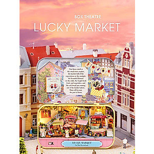 Kisoy Dollhouse Miniature with Furniture Kit, Handmade DIY House Model for Teens Adult Gift (Lucky Market)