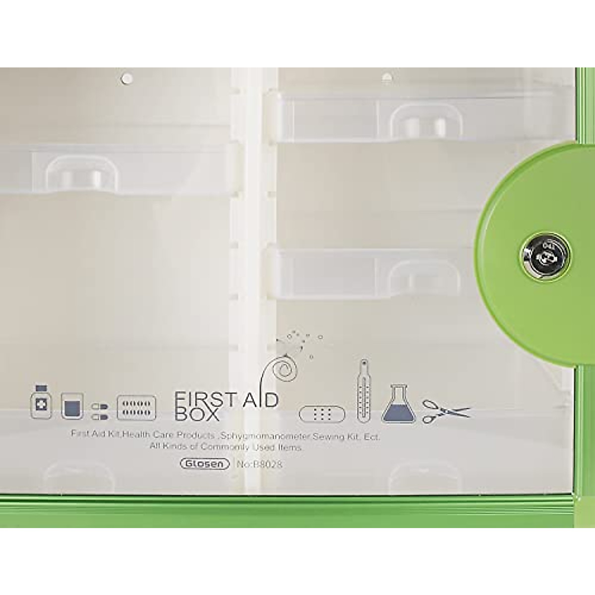 Glosen Locking Medicine Cabinet Wall Mounted and Portable Storage Container Big Capacity Green