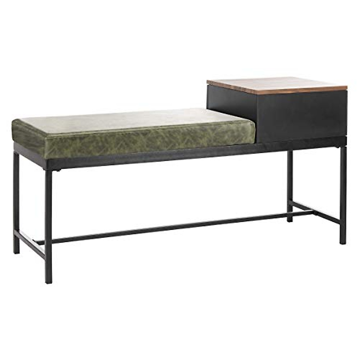 Safavieh Home Maruka 31-inch Grey Wash and Dark Green Faux Leather Bench with Storage