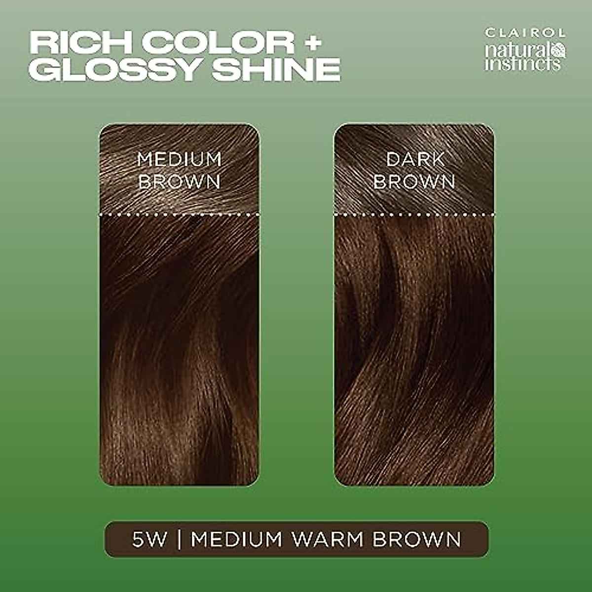 Clairol Natural Instincts Demi-Permanent Hair Dye, 5W Medium Warm Brown Hair Color, Pack of 1