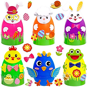 Fancy Land Easter Egg Decorating Kit Foam Easter Animal Craft Kits for Kids with Plastic Eggs 24 Pack