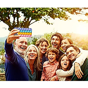 aupartuds Pop It Phone Case for iPhone 8 7 6,Stress Reliever Push Pop Bubble Fidget Toys Cover,Cute Funny Soft Silicone Protective Shell for iPhone SE 4.7 inch - Rainbow