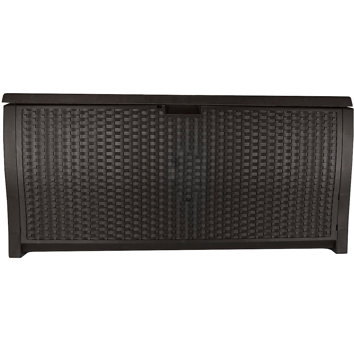 Suncast Trash Hideaway Outdoor Garbage Bin & 99 Gallon Deck Box w/ Seat, Java