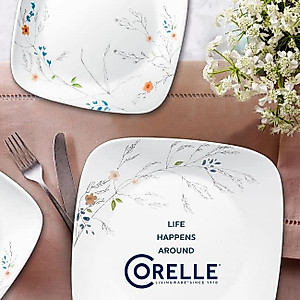 Corelle Adlyn 16pc, Service for 4, Dinnerware Set, 8 plates bowls, Chip & Break Resistant, Dinner Plates and Bowls, Corelleware White, Blue, Orange, Green