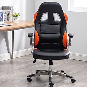 BTEXPERT Home Office Swivel Adjusable Black Orange Executive Gaming Chair