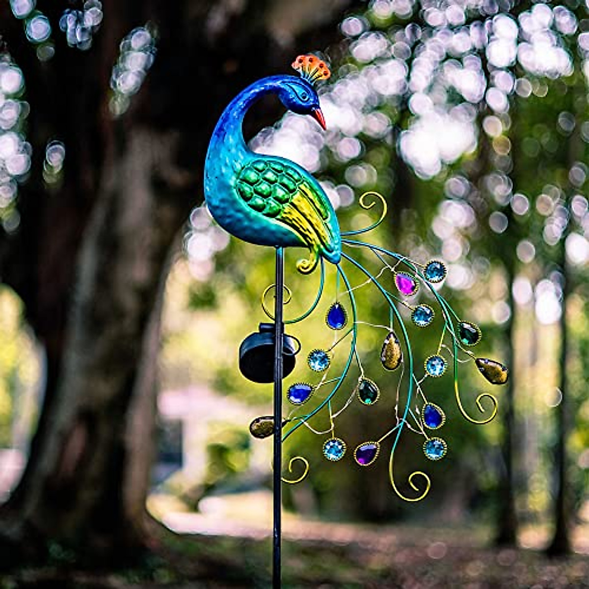 VEWOGARDEN Garden Solar Outdoor Lights, Metal Peacock Solar Garden Lights Stakes - Waterproof Landscape Path Lights for Patio Lawn Yard Decorations (38"*14"*2.5")