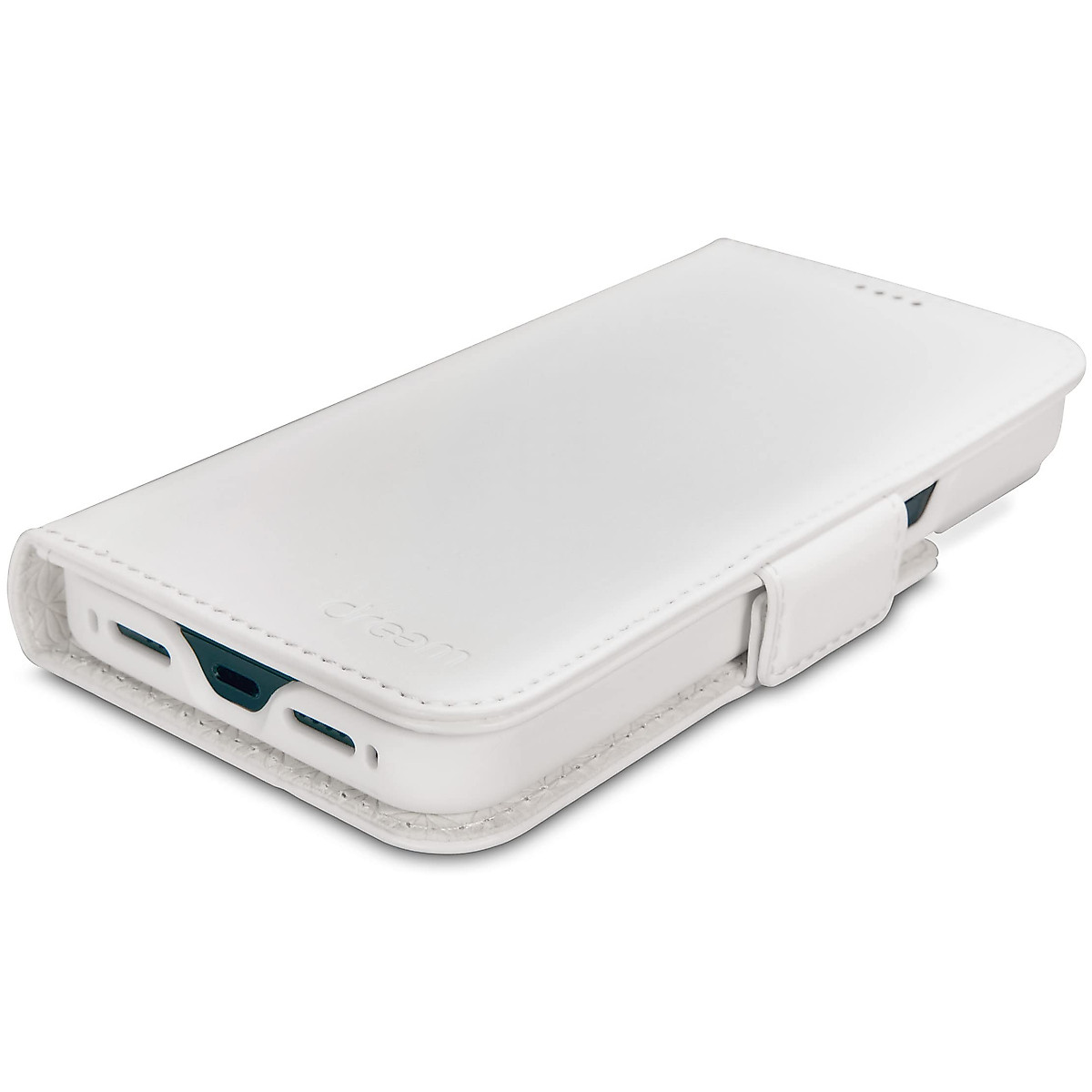 Dreem Fibonacci Wallet Case for iPhone 14 Pro | 2-in-1 Detachable Vegan Leather Cover with Built-in Kick-Stand, RFID Blocking Card Holder, MagSafe Compatible [White]