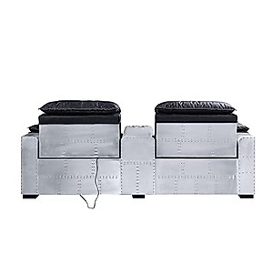 Acme Misezon Power Recliner in Black Top Grain Leather & Aluminum