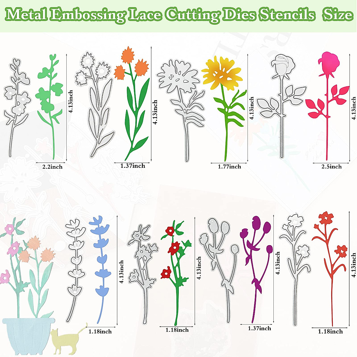 24 Pieces Flower Metal Cutting Dies Wildflowers Cutting Die Flower Leaves Embossing Stencils for Card Making Thanksgiving Christmas Craft Mold for Crafts Scrapbook Album Paper Card Decoration