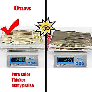 Light Gold Backdrop Curtains -6.6x9.8 feet, Pack of 2 | LILF Matte Foil Fringe Curtain with Non-Marking Tape | Tinsel Streamers Backdrop for Birthday Bachelorette Party Decoration Photo Booth Props