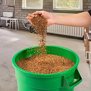 PRO&Family 10 Gallon Trash Can with Lid Round Ingredient Storage Containers Recycling Bin Kitchen Garbage Can Office Garbage Can Trash Barrel Plastic Barrel Yard Waste Bin Outdoor Trashcan (1, Green)