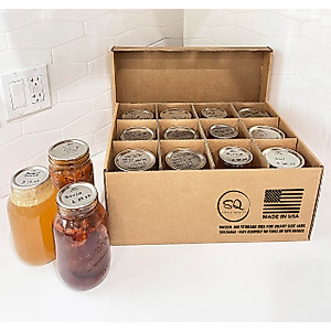 Mason Jar Storage Box Set of Three for Quart Size Canning Jars with Handles Heavy Duty Stackable Cardboard Box for Regular and Wide Mouth 32 Oz Mason Jars Canning Jar Storage Box With Labels