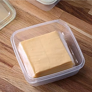 Morixkifu 4Pcs Sliced Cheese Container for Fridge, 650ml Plastic Clear Cheese Box for Fridge, Airtight Cheese Slice Holder, Food Storage Containers with Lids (4Pcs)