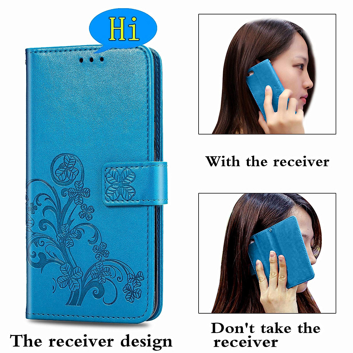 LEMAXELERS Galaxy Z Fold 2 5G Case Bling Diamond Clover Wallet Case with Card Slots Magnetic Flip Stand Premium PU Leather Shockproof Cover for Samsung Galaxy Z Fold 2 5G Diamond Clover Blue SD