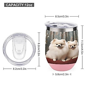 WYUSPGK 304 Stainless Steel Insulated Cup, Short-haired Pomeranian Dog Print Smooth Rim, Durable & Reusable - Perfect for Office, Home, And Travel