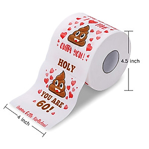 60th Birthday Gifts for Women, Men, Her, Him - Happy Prank Toilet Paper - 60th Birthday Decorations, Party Supplies Favors - 60 Years Old Funny Gag Gift Ideas, Novelty Bday Present for Friends, Family