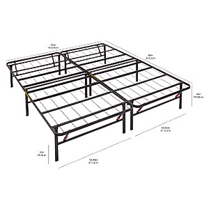 Amazon Basics Foldable Metal Platform Bed Frame with Tool Free Setup,14 Inches High, Queen,Black