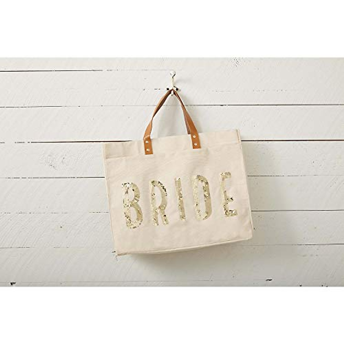 Mud Pie Women's Bride Tote Bag, Tan, 14 1/4" x 18"