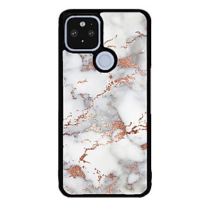 Rose Gold Marble Black Rubber Phone Case Compatible With Google Pixel 8 Pro, 8a, 8, 7, Pixel 7 Pro, 6a, Pixel 6 Pro, 6, Pixel 5, 4a 5G, 4a 4G, 4, 4 XL, 3a, 3a XL, 3, 3 XL, 2 XL, 2