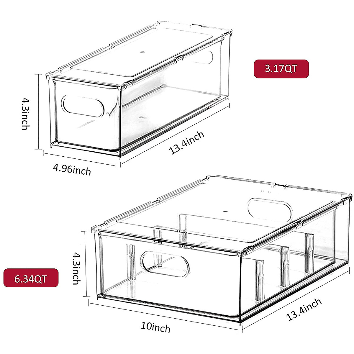 loobuu 5 Pack Refrigerator Organizer Bins with Pull-out Drawer Produce Saver Containers for Refrigerator Stackable Food Storage Container for Fridge