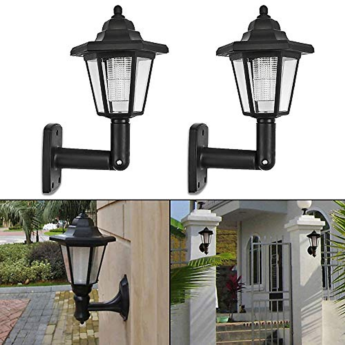 JLFTF 2X Solar Light Home Garden Door Solar Power LED Light Path Way Wall Landscape Mount Garden Fence Lamp Outdoor Night Light