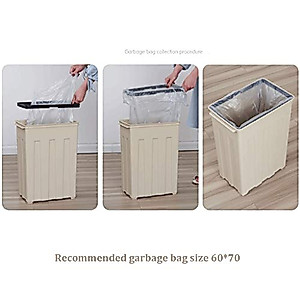 Rubbish Bin Covered Side Opening Trash Can for Home, Kitchen, and Bathroom Garbage, 11 Gallon，Pulley Trash can dustbin (Color : Light Brown, Size : No Wheel)