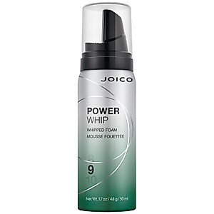 Joico Power Whip Whipped Foam | For Most Hair Types | Add Volume & Body | Thermal Heat, Humidity, & Pollution Protection | Boost Shine | Control Frizz & Flyaways | Silicone & Paraben Free | 1.7 Fl Oz