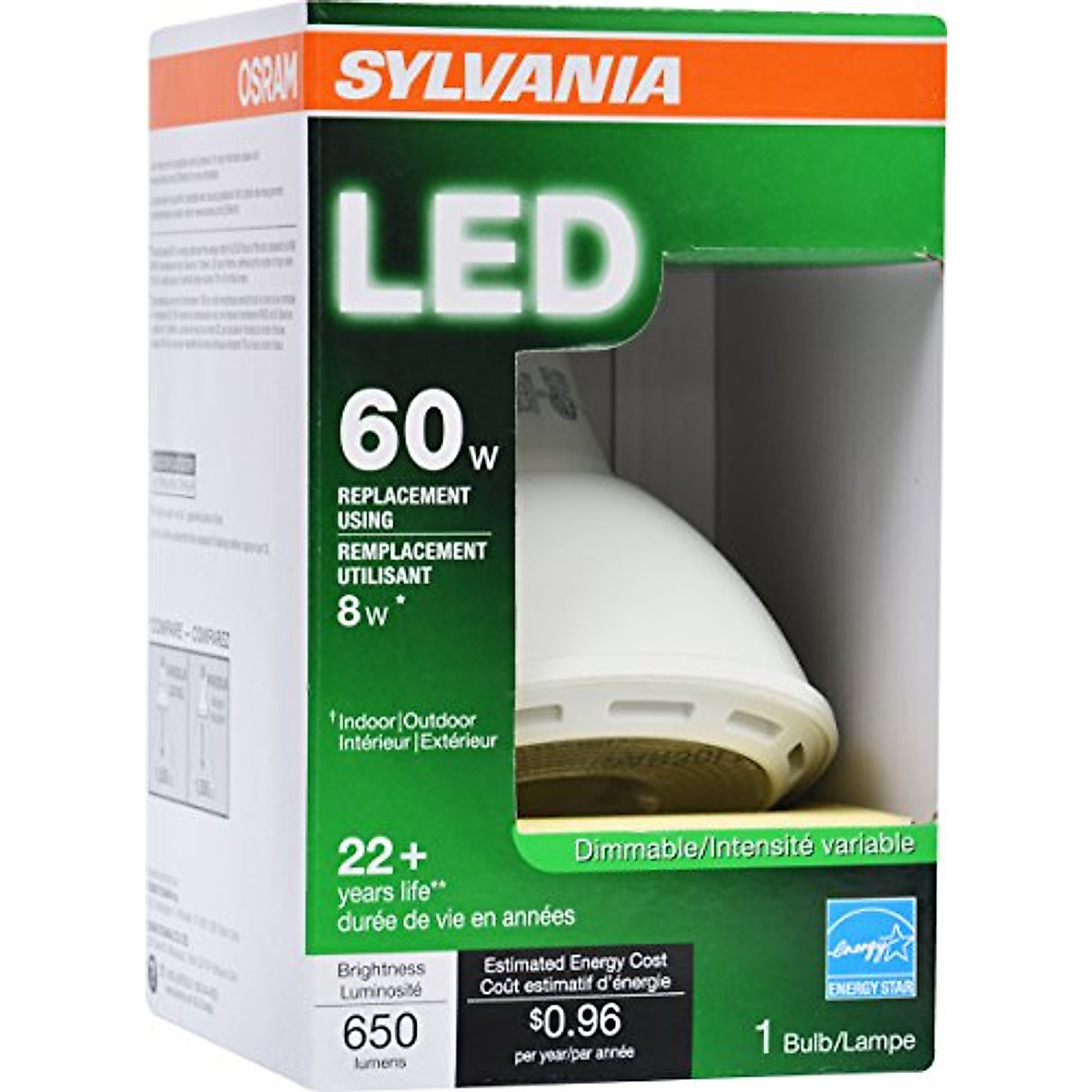 LEDVANCE Sylvania 79219 Dimmable 8W LED PAR30 Narrow Flood Bulb, White