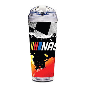 Rico Industries NASCAR Logo Racing 24oz Acrylic Tumbler with Hinged Lid, Officially Licensed Double Wall Tumbler for NASCAR Fans