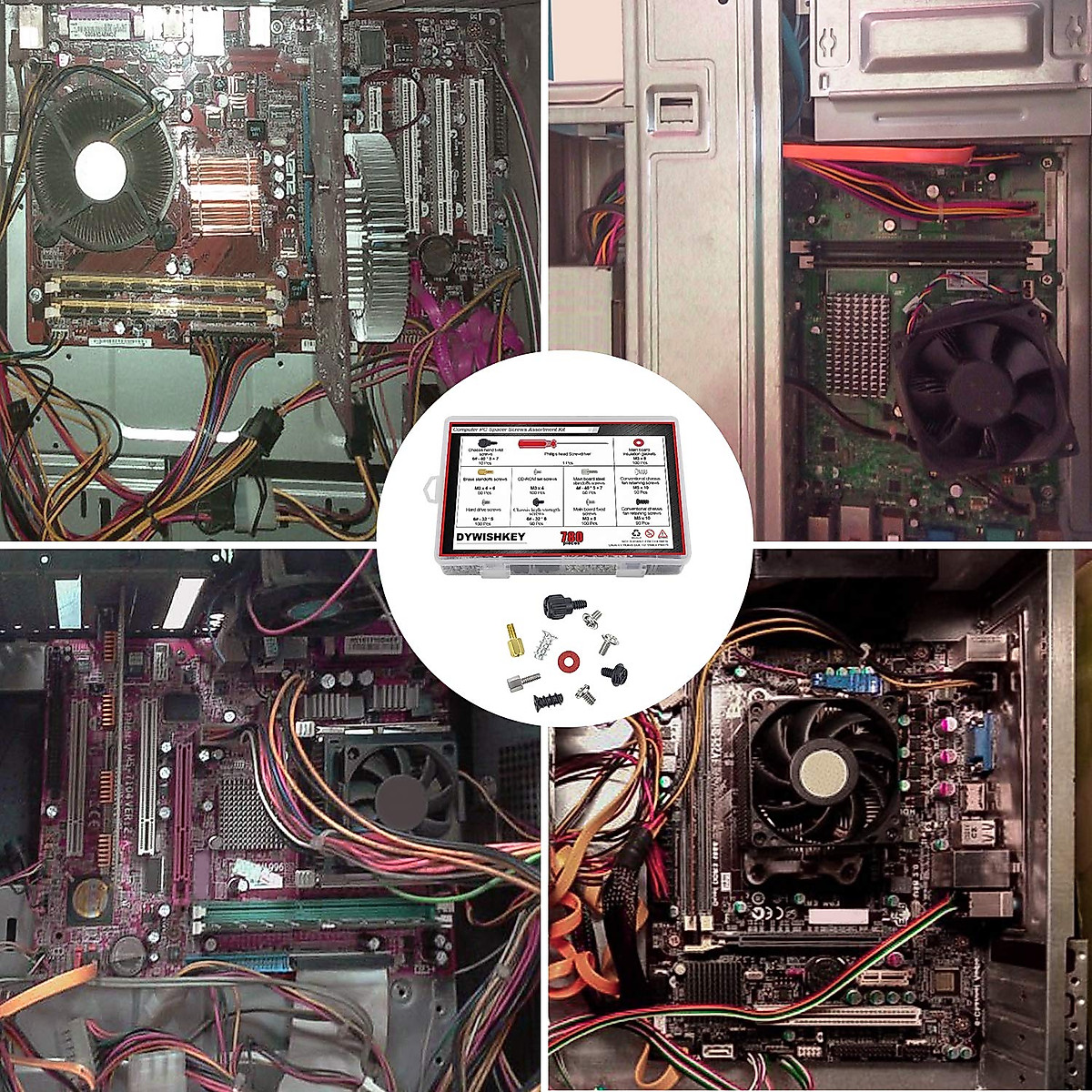 780PCS Computer Screw Kit, DYWISHKEY Computer Screw Standoffs Set Kit for Hard Drive Computer Case Motherboard Fan Power Graphics with a Screwdriver