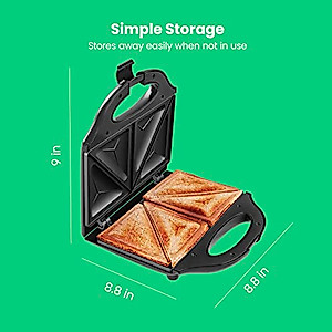 Chefman Portable Sandwich Maker, Compact, Nonstick, Electric Omelet Maker, Panini Press, Pocket Sandwich Press, and Quesadilla Maker, with Indicator Lights, Locking Lid, and Cord Storage