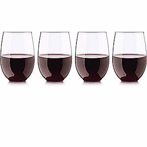 Circleware Stemless Wine Glasses Limited Edition Set of 4, 4 Count (Pack of 1), Clear