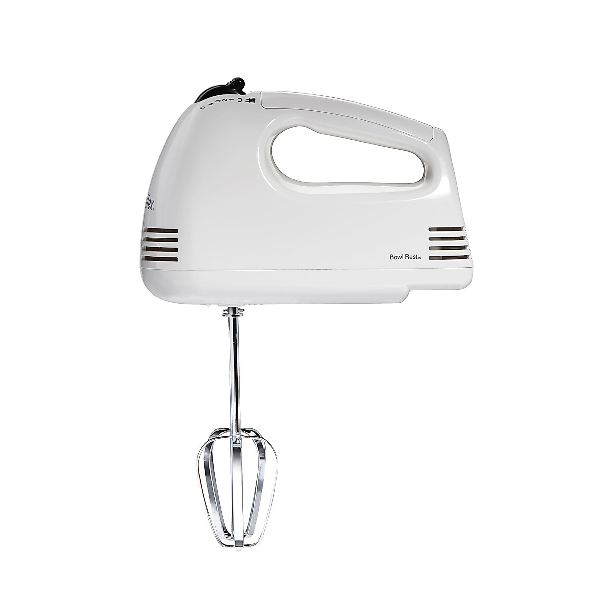 Proctor Silex Easy Mix 5-Speed Electric Hand Mixer with Bowl Rest, Compact and Lightweight, 100 Watts of Peak Power, White (62515PS)